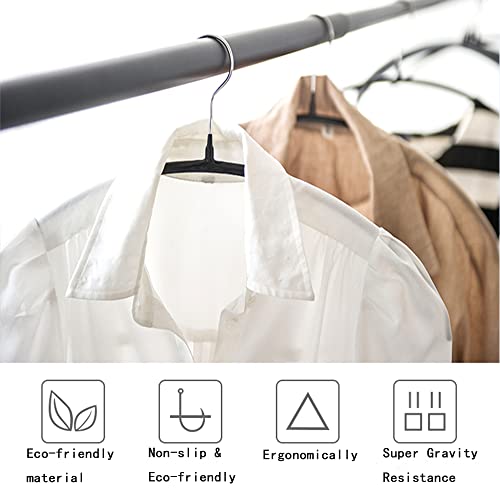 ShgHzz Premium PVC Coating Metal Hangers 20 Pack, Heavyduty, Non Slip Slimline, Suit Jacket T Shirt Hangers, Gold Hooks, Space Saving Clothes Hanger (Black)