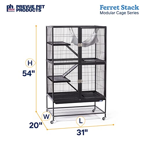 Prevue Pet Products Ferret Stack Two Story Ferret Home with Portable Stand, Escape Proof Lock, Hammock, Ramps, Expandable Add-On Cage Stacking System