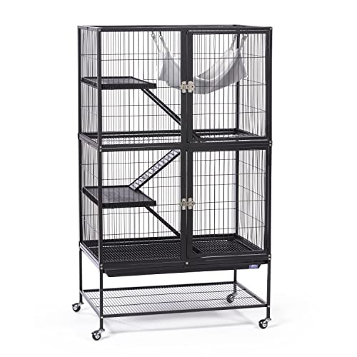 Prevue Pet Products Ferret Stack Two Story Ferret Home with Portable Stand, Escape Proof Lock, Hammock, Ramps, Expandable Add-On Cage Stacking System