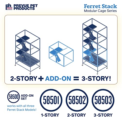 Prevue Pet Products Ferret Stack Two Story Ferret Home with Portable Stand, Escape Proof Lock, Hammock, Ramps, Expandable Add-On Cage Stacking System