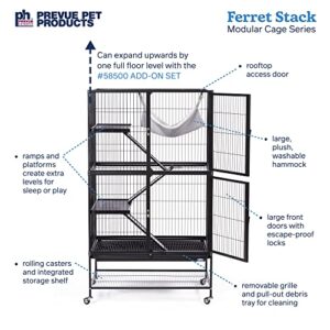 Prevue Pet Products Ferret Stack Two Story Ferret Home with Portable Stand, Escape Proof Lock, Hammock, Ramps, Expandable Add-On Cage Stacking System