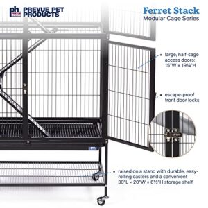 Prevue Pet Products Ferret Stack Two Story Ferret Home with Portable Stand, Escape Proof Lock, Hammock, Ramps, Expandable Add-On Cage Stacking System