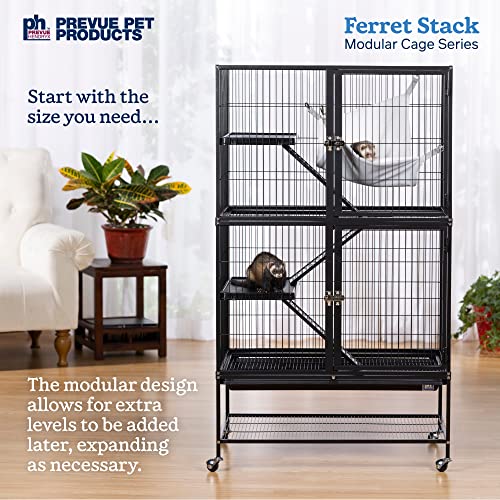 Prevue Pet Products Ferret Stack Two Story Ferret Home with Portable Stand, Escape Proof Lock, Hammock, Ramps, Expandable Add-On Cage Stacking System