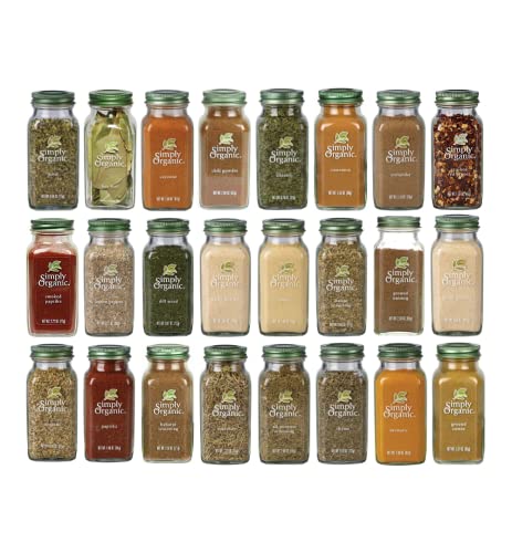 Simply Organic Herbs, Spices and Seasonings Assorted Variety Sampler Set - (24 Count) In Sanisco Packaging