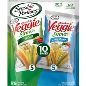 Sensible Portions Garden Veggie Straws, Sea Salt & Ranch Multipack, 75 oz Bag, 10 Count