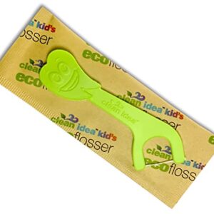 Clean Idea Kids Ecofloss Individually Wrapped - 150 Floss Picks - Flosser for Kids - Individually Packaged Floss Picks