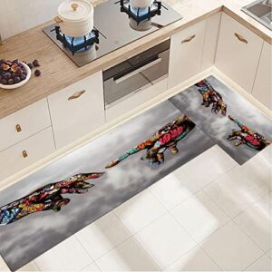 gubiyu 2 pieces kitchen rugs red gray area rugs kitchen mats street art adam hand of god pop art banksy rugs desk table decor anti-slip modern area rugs living room balcony bathroom rug carpet doormat