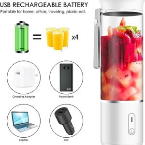 Portable Blender, Personal Travel Blender with USB Rechargeable Fruit Juice Mixer, MiniSize Blender for Smoothies and Shakes Small Juicer Cup 400ML/14 Oz