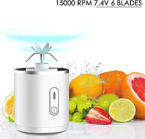 Portable Blender, Personal Travel Blender with USB Rechargeable Fruit Juice Mixer, MiniSize Blender for Smoothies and Shakes Small Juicer Cup 400ML/14 Oz