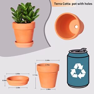 TKSCUSR 3 Inch Terracotta Pots with Saucer-20 Pack，Cactus Terra Cotta Flower Pots with Drainage，Succulent Nursery Clay Pots Great for Plants,DIY Crafts, Wedding Favor