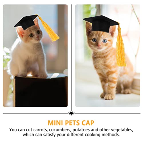 Gatuida 2PCS Pet Grad Hat Black Graduation Hat with Yellow Tassel Pet Costume for Guinea Pigs,Hedgehog,Bird,Turtles,Hamster Small Animal Graduation Costume Apparel for Photo Prop