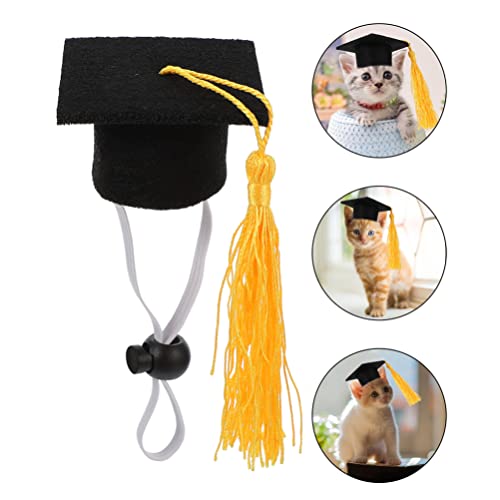 Gatuida 2PCS Pet Grad Hat Black Graduation Hat with Yellow Tassel Pet Costume for Guinea Pigs,Hedgehog,Bird,Turtles,Hamster Small Animal Graduation Costume Apparel for Photo Prop