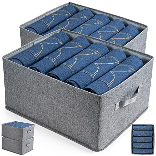 Wardrobe Clothes Organizer, Fabric Clothes Drawer Organizer for Jeans Shirts Organizers Foldable Closet Organizer and Storage Drawer Organizers Clothes for Jeans T-shirts Bra Clothing Sweater 2 Pack