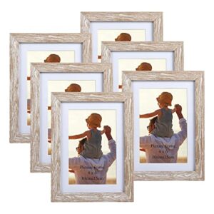 lavezee 16 inch rustic floating shelves for wall set of 3 and 4x6 distressed rustic picture frames set of 6