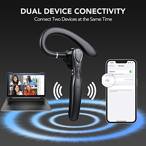 taopodo Bluetooth Headset, Wireless Headset with LED Display Charging Case, 100H Playtime, Bluetooth V5.3 Headset with Noise Canceling Microphone, Bluetooth Headphones for Driving/Business/Office