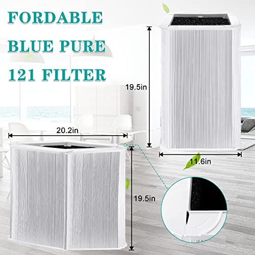 121 Filter Replacement Fits for Blue Pure 121 Air Purifier,Fordable Activated HEPA Carbon Filter by Cobectal