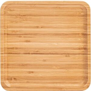 8 Inch Bamboo Serving Tray - Breakfast, Dinner Food Trays, Coffee & Tea Serving Tray, Fruit and Pastry Platter, Tabletop Decor