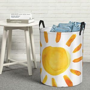 Laundry Basket,Sun Childish Watercolor Brush Painting Style Kids Nursery Playroom Picture,Large Canvas Fabric Lightweight Storage Basket/Toy Organizer/Dirty Clothes Collapsible Waterproof For College Dorms-Large