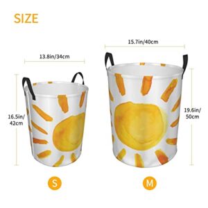 Laundry Basket,Sun Childish Watercolor Brush Painting Style Kids Nursery Playroom Picture,Large Canvas Fabric Lightweight Storage Basket/Toy Organizer/Dirty Clothes Collapsible Waterproof For College Dorms-Large