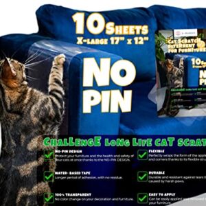 Cat Scratch Furniture Protector- No Pin | Pet Repellent for Couch | One Side Tape Sheets, 17x12 Inches E-MARQUE (Pack of 10)