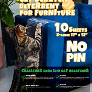 Cat Scratch Furniture Protector- No Pin | Pet Repellent for Couch | One Side Tape Sheets, 17x12 Inches E-MARQUE (Pack of 10)