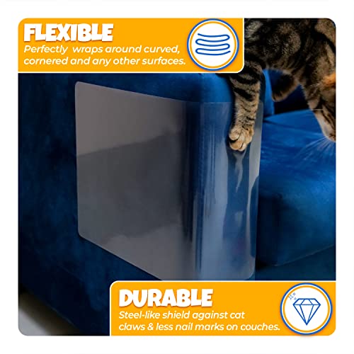 Cat Scratch Furniture Protector- No Pin | Pet Repellent for Couch | One Side Tape Sheets, 17x12 Inches E-MARQUE (Pack of 10)