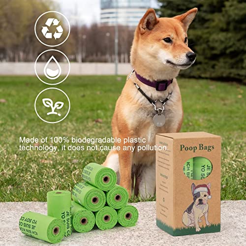 Dog Poop Bags with Jasmine Scent 100% Leak-proof, BPI Certified Biodegradable Poop Bags for Dogs, 13 x 9 Inches Extra Thick Poop Bags, 120 counts 8 Rolls, Green