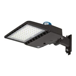 sokply 200w led parking lot light with photocell & adjusted arm mount 28000lum 5000k, 0-10v dimming outdoor led area shoebox lighting, ac100-277v / ip65 / dlc &ul-listed(1 pack)