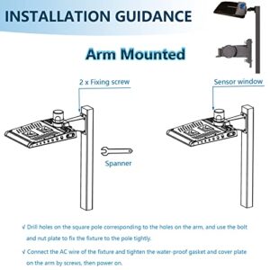 Sokply 200W LED Parking Lot Light with Photocell & Adjusted Arm Mount 28000Lum 5000K, 0-10V Dimming Outdoor LED Area Shoebox Lighting, AC100-277V / IP65 / DLC &UL-Listed(1 Pack)