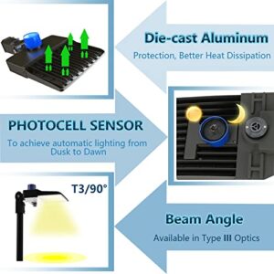 Sokply 200W LED Parking Lot Light with Photocell & Adjusted Arm Mount 28000Lum 5000K, 0-10V Dimming Outdoor LED Area Shoebox Lighting, AC100-277V / IP65 / DLC &UL-Listed(1 Pack)