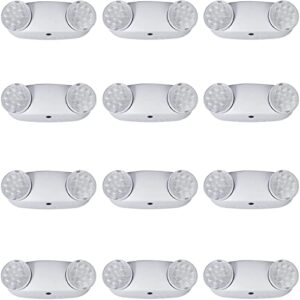 led emergency light with backup battery, commercial emergency light, two adjustable led light head emergency lighting fixtures, 120-277v ac fire retardant ul certified (12 pack)