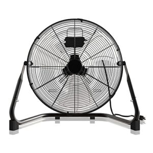 skinnybunny 20 inch 3-speed high velocity heavy duty metal industrial floor fans quiet for home, commercial, residential, and greenhouse use, outdoor/indoor, black, 20"