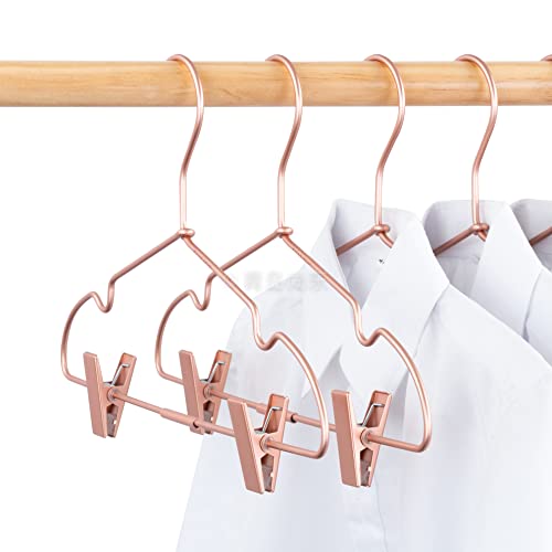 Koobay Metal Hangers Baby Clothes 12.5" Rose Gold Clips Hanger Children Kids Pants Hanger Display and Storage 10Pack