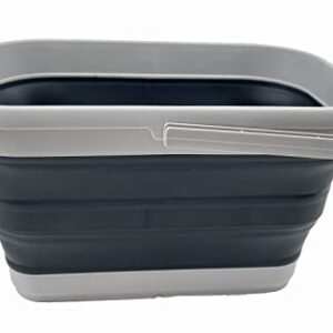 SAMMART 12L (3.1 Gallon) Collapsible Rectangular Handy Basket/Bucket (Slate Grey (Set of 2))