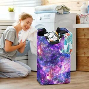 Moudou Purple Galaxy Laundry Basket Foldable Laundry Hamper Large Clothes Toys Basket with Handles for Laundry Room, Bathroom, Bedroom, Dorm