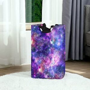 Moudou Purple Galaxy Laundry Basket Foldable Laundry Hamper Large Clothes Toys Basket with Handles for Laundry Room, Bathroom, Bedroom, Dorm