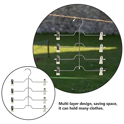 Zerodeko Pant Hangers Multi Layer Pants Hangers 4-Tier Trousers Skirt Hangers with Clips Space Saving Closet Organizer for Pants Shorts Jeans Metal Hangers Beige Pants Hangers Space Saving