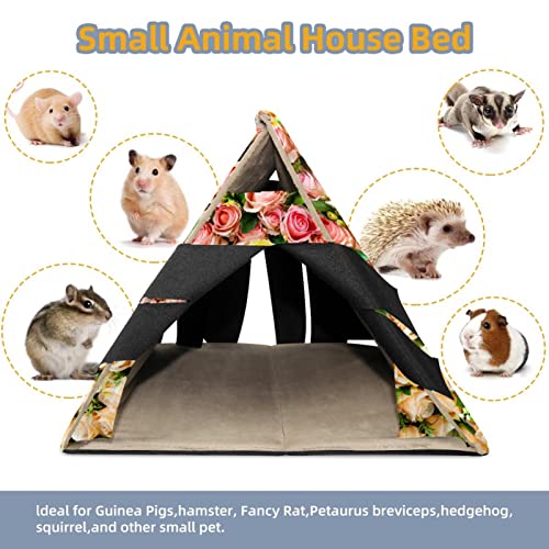 Guinea Pig House Bed, Rabbit Large Hideout, Small Animals Nest Hamster Cage Habitats Beautiful Rose Red Pink Yellow