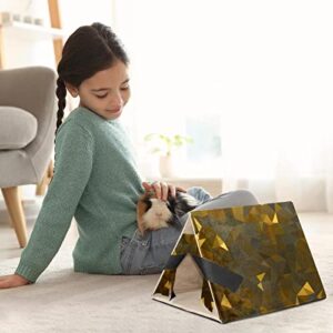 Y-DSIWX Guinea Pig Hideout House Bed, Geometric Triangle Pattern Gold Rabbit Cave, Squirrel Chinchilla Hamster Hedgehog Nest Cage