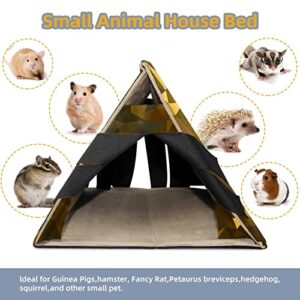 Y-DSIWX Guinea Pig Hideout House Bed, Geometric Triangle Pattern Gold Rabbit Cave, Squirrel Chinchilla Hamster Hedgehog Nest Cage