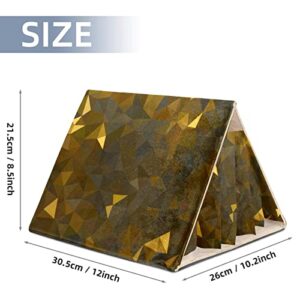 Y-DSIWX Guinea Pig Hideout House Bed, Geometric Triangle Pattern Gold Rabbit Cave, Squirrel Chinchilla Hamster Hedgehog Nest Cage