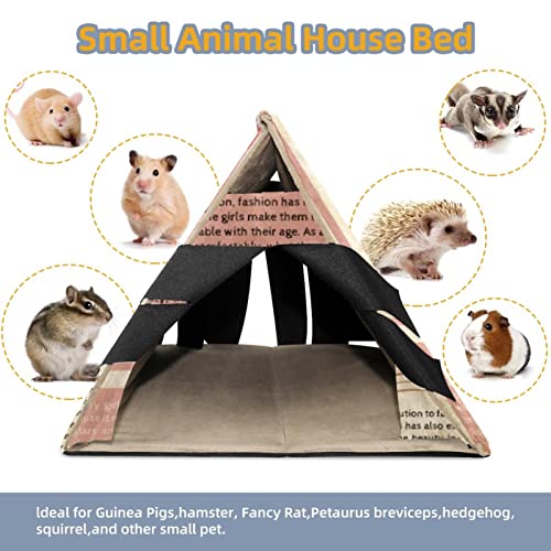 Y-DSIWX Guinea Pig House Bed, Rabbit Large Hideout, Small Animals Nest Hamster Cage Habitats Newspaper Retro