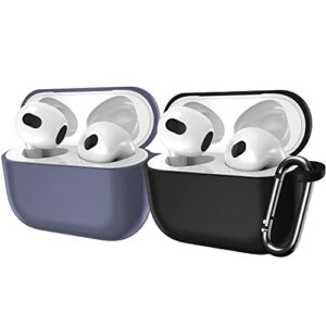 airpods pro 3rd case with lanyard tpu shockproof full-body protective case cover soft rubber texture for airpods pro 3rd generation (black+purple)