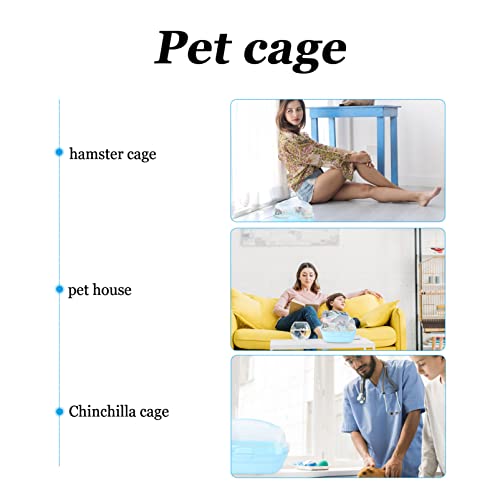 Ipetboom Guinea Pig Cages Hamster Carrier Cage Portable Guinea Pig Small Animal Outgoing Travel Bag Breathable Portable Hamster Cage Outdoor Handbag for Bird Rat Guinea Pig Squirrel Blue