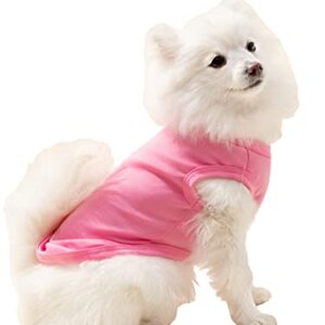 QWINEE Dog Shirt Vest Dog Tank Top Puppy Dog Cat Basic Tee Shirts Clothes for Small Medium Dogs Kitten Kitty Pink M