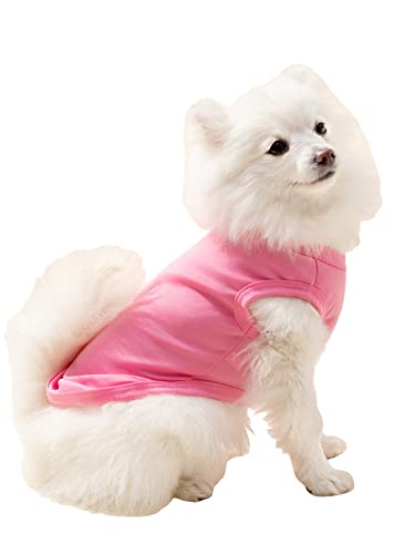 QWINEE Dog Shirt Vest Dog Tank Top Puppy Dog Cat Basic Tee Shirts Clothes for Small Medium Dogs Kitten Kitty Pink M