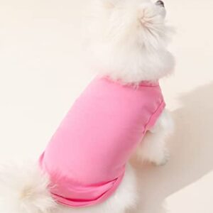 QWINEE Dog Shirt Vest Dog Tank Top Puppy Dog Cat Basic Tee Shirts Clothes for Small Medium Dogs Kitten Kitty Pink M