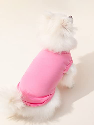 QWINEE Dog Shirt Vest Dog Tank Top Puppy Dog Cat Basic Tee Shirts Clothes for Small Medium Dogs Kitten Kitty Pink M