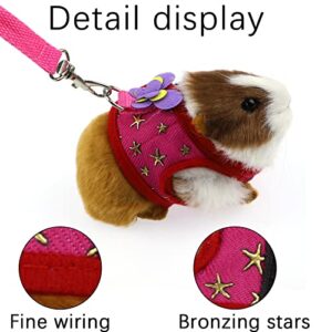 Hamster Harness and Leash for Walking Running, Adjustable Small Animal Training Traction Rope Comfort Padded Vest with Butterfly Decor, Mini Pet Leash Lead for Rabbit Rat Ferret Chinchilla Guinea Pig