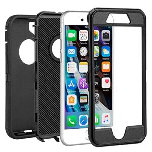 JIETWU for iPhone 8/iPhone 7 Built-in Screen Protectior Case, Drop Shock Dust Protection Strong and Durable Heavy Duty Full Body Rugged 3-Layer Military for iPhone 8/iphone7 Case (Black)